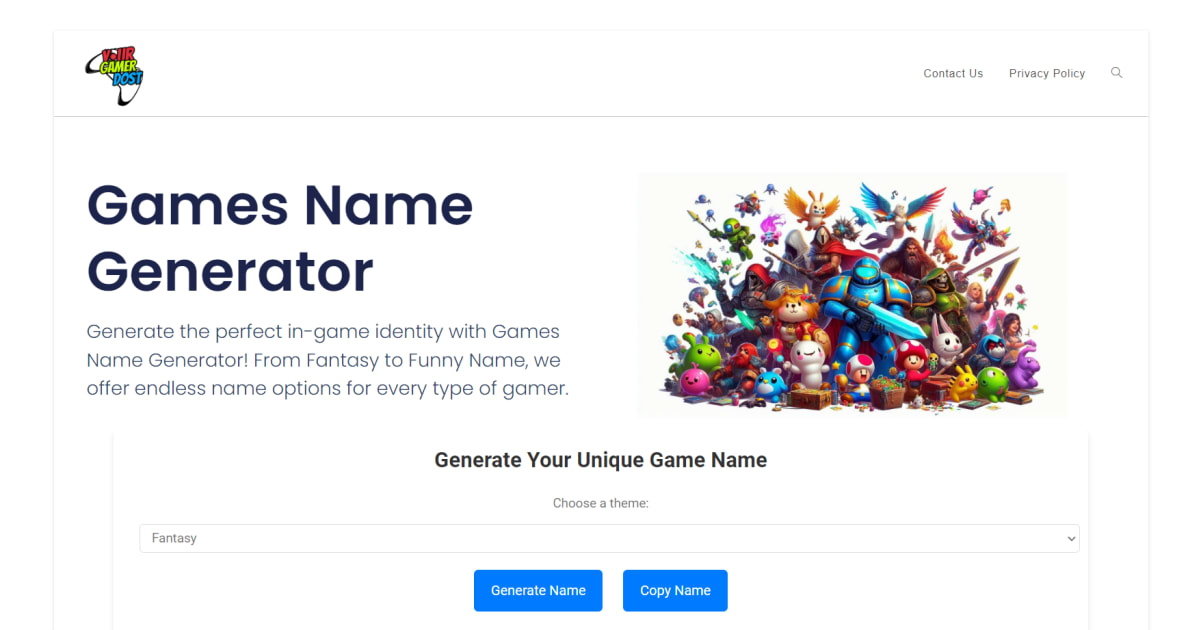 Games Name Generator List by @GamesNameGenerator