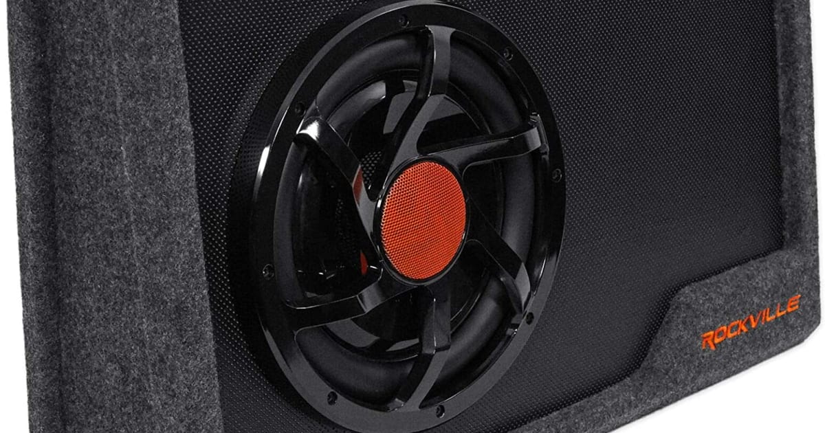 RWS10CA Slim 1000 Watt 10" Amplified Powered Car Subwoofer Enclosure ...