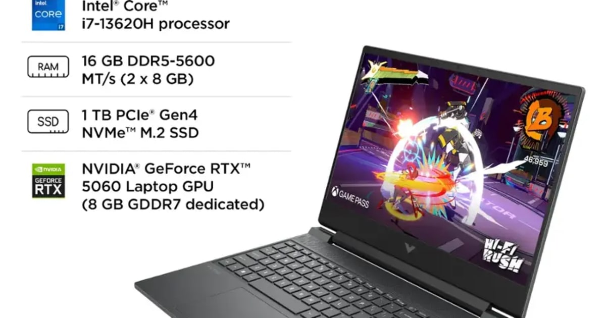 HP Victus 15, i7-13620H, RTX 5050, 16 GB DDR5-5600, 512 GB SSD, FHD 144 ...