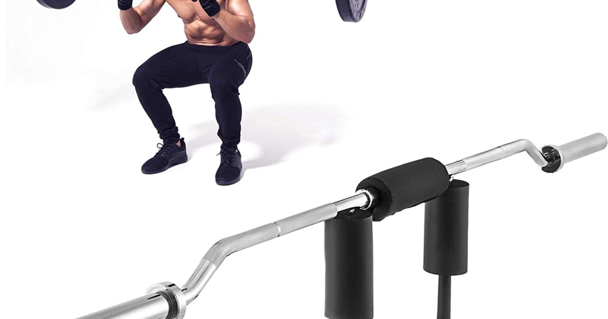 7ft Safety Squat Bar with Shoulder and Arm Pads Fitness 1000LBS Olympic ...