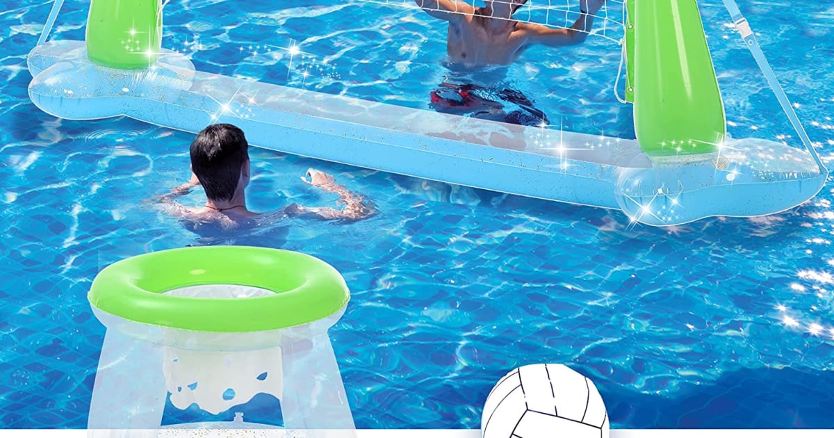 Inflatable Volleyball Net & Basketball Hoops for Kids and Adults ...