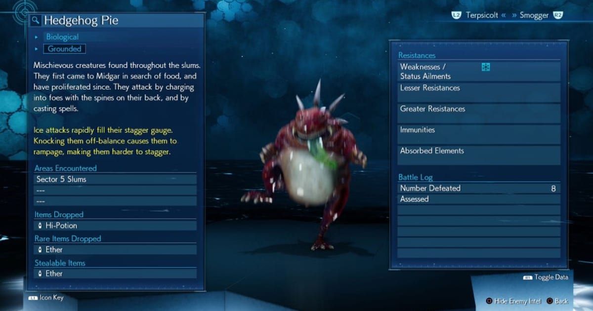 Hedgehog Pie | Final Fantasy VII Remake - Complete Enemies List
