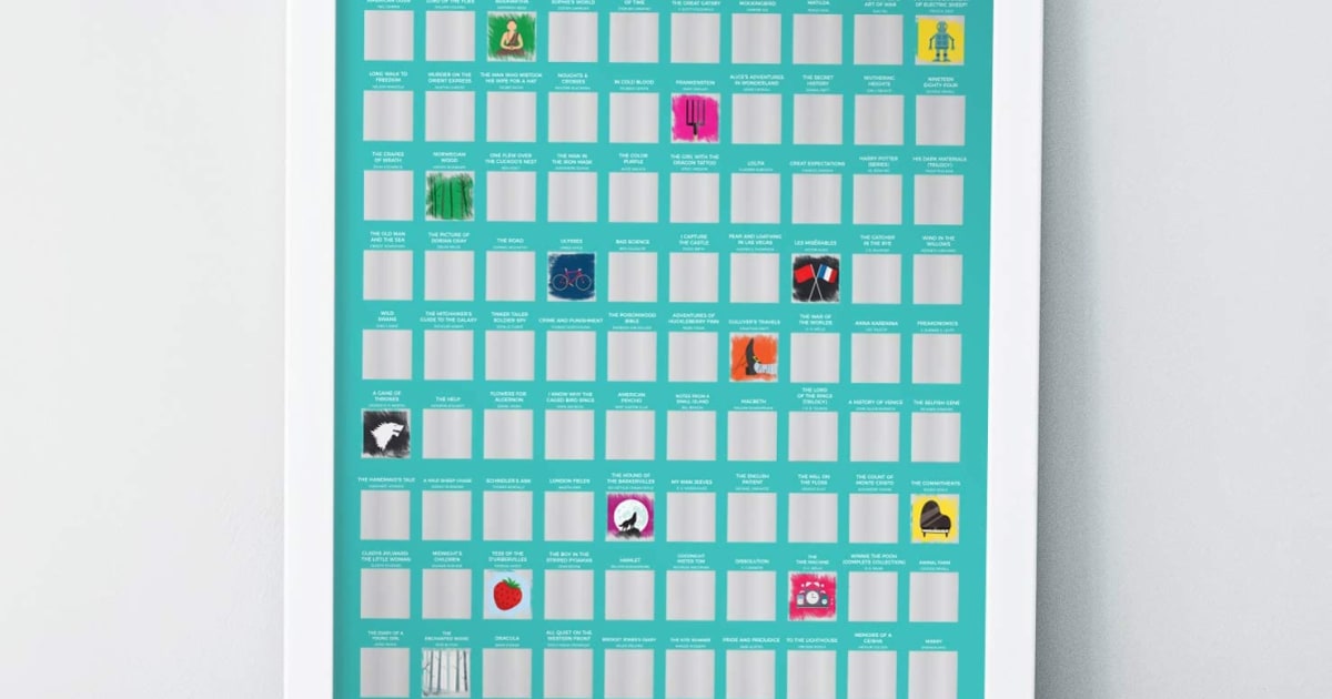 100 Books Bucket List Poster | Best Gift Ideas for Readers