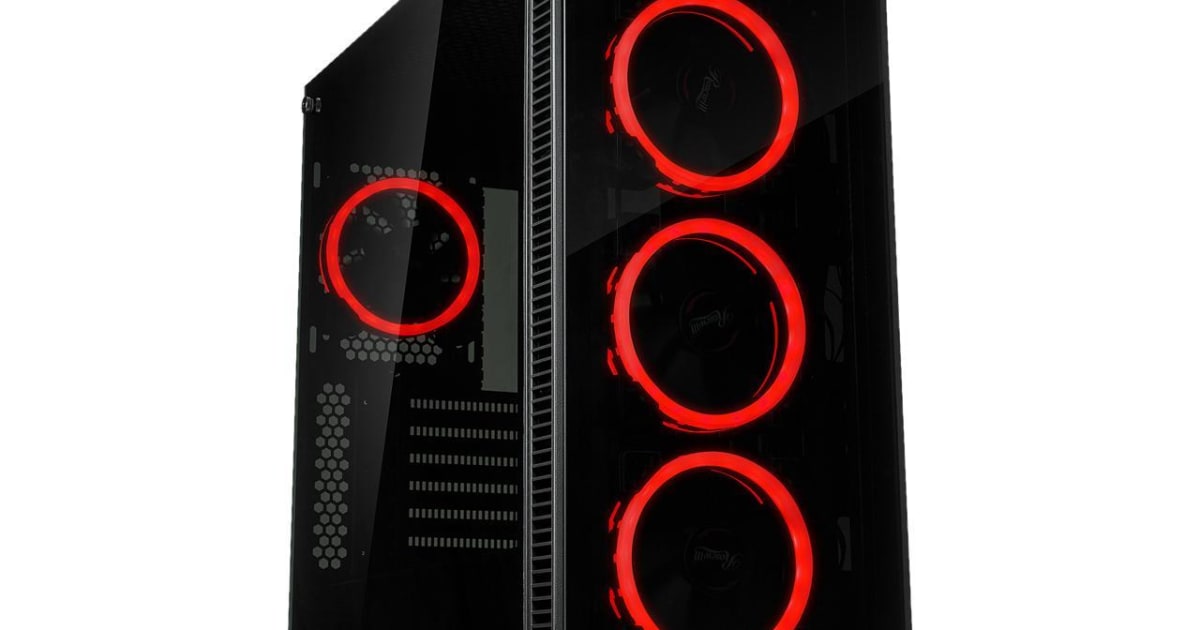 Rosewill ATX Mid Tower Gaming PC Computer Case with Dual Ring Red LED ...
