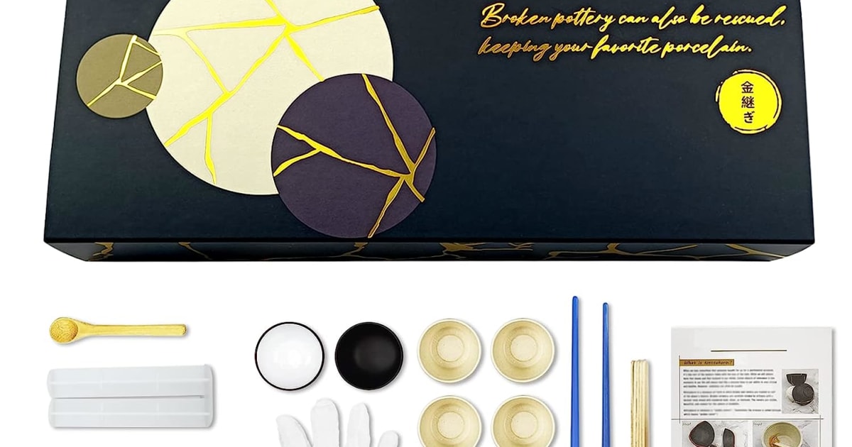 Japanese Kintsugi Kit with Two Practice Ceramic Cups | Best kintsugi ...