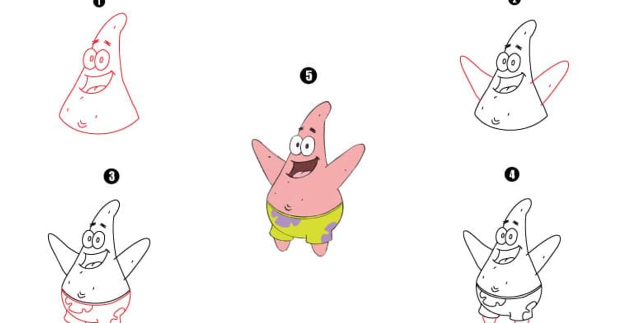 Patrick Star | 100 Easy to Draw Cartoon Characters