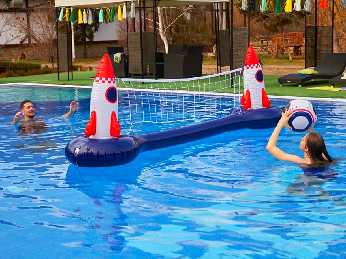 Inflatable Pool Game Set Volleyball Game with 1 Ball, Inflatable Float ...