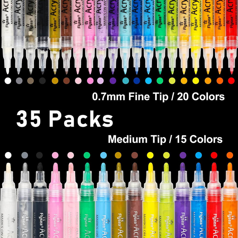 Water-based Opaque Ink Pens ZEYAR Acrylic Paint Pens - 18 Color Fine ...